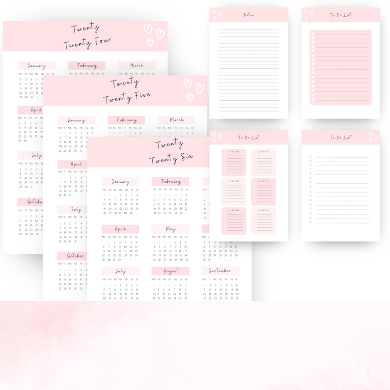 2025 Printable Planner Girly Pink Bundle PDF 2026 Daily A5 Planner ...