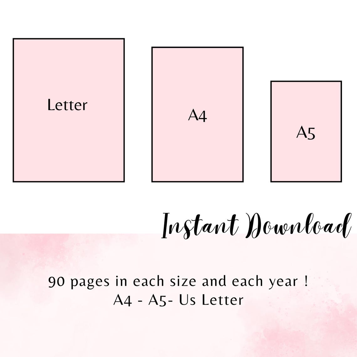 2025 Printable Planner Bundle Girly Pink Heart PDF 2026 Daily A5 ...