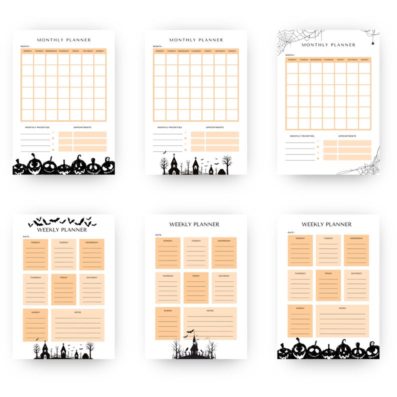 Halloween Planners Printable PDF, Daily Planner to Do List ...