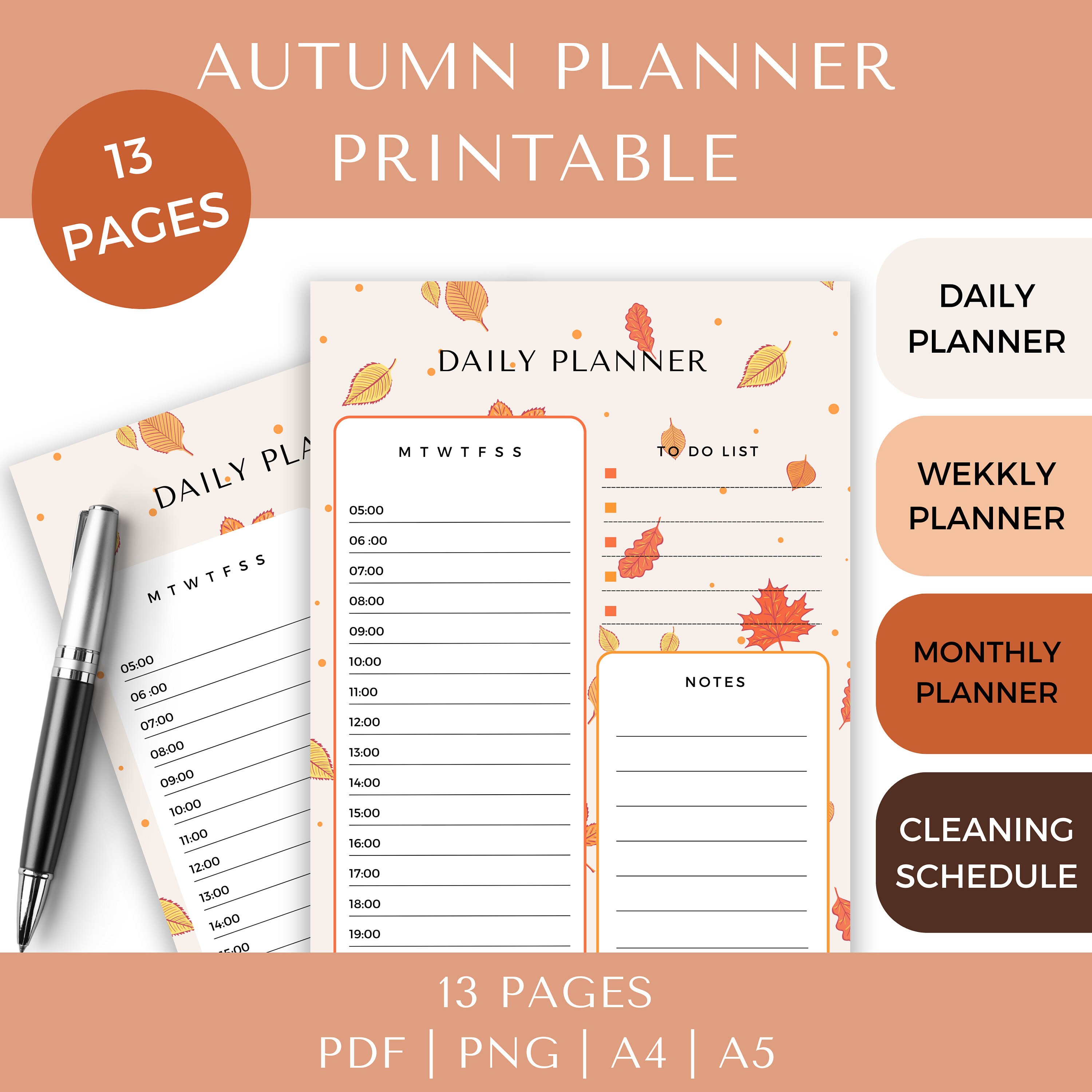 Autumn Planners Printable PDF PNG Fall Season Halloween - Etsy