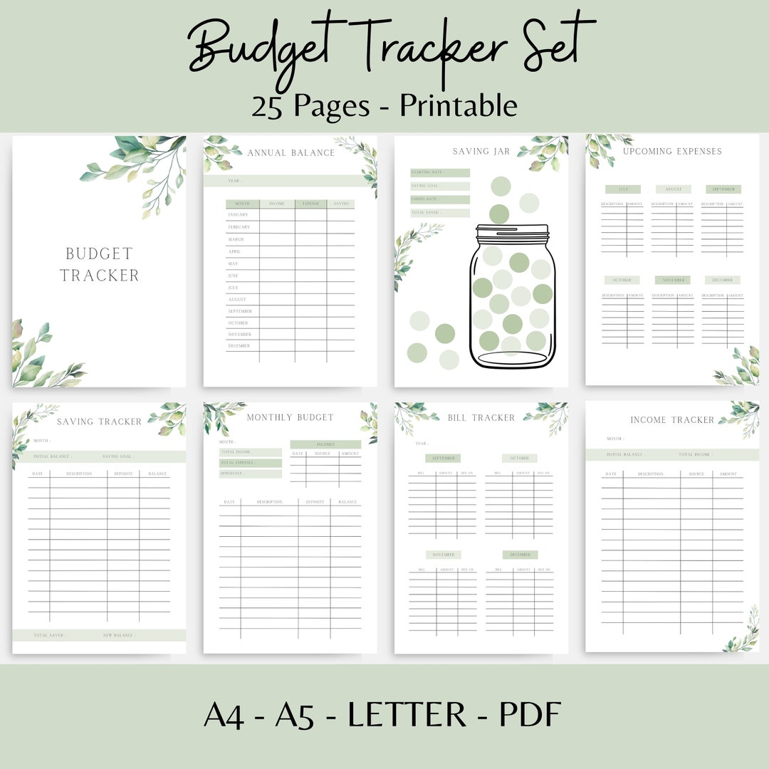 Budget Tracker Printable Planner Bundle PDF - Bill Finance Saving ...