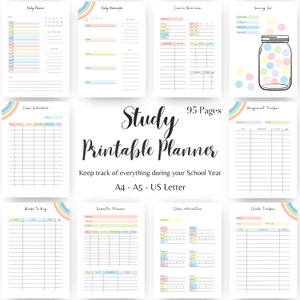 Study Planner Printable PDF Bundle Students Planner Set College Essay ...