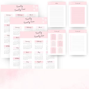 2025 Printable Planner Bundle Girly Pink Heart PDF 2026 Daily A5 ...