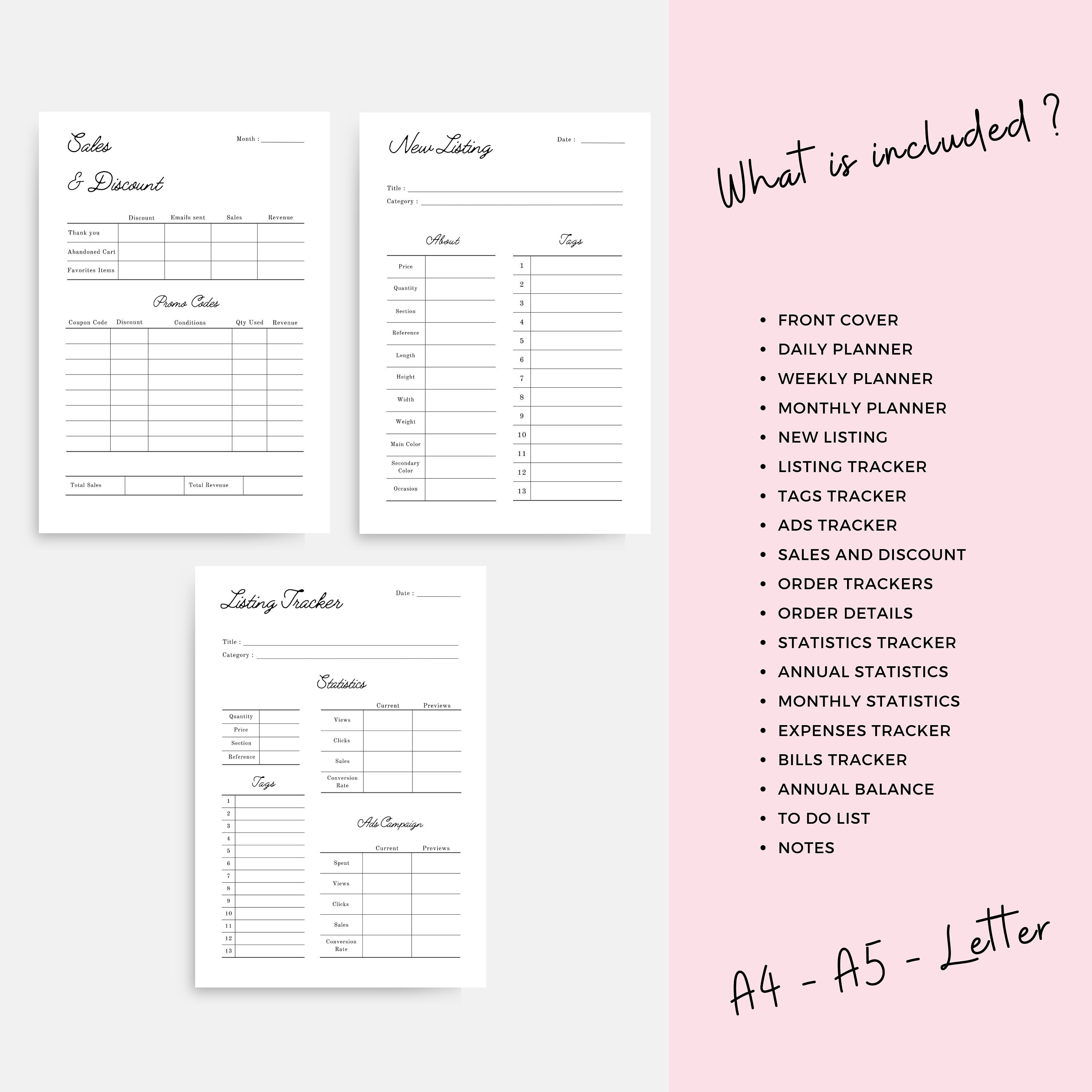 Etsy Shop Business Printable Planner - SEO Optimization, Listing ...