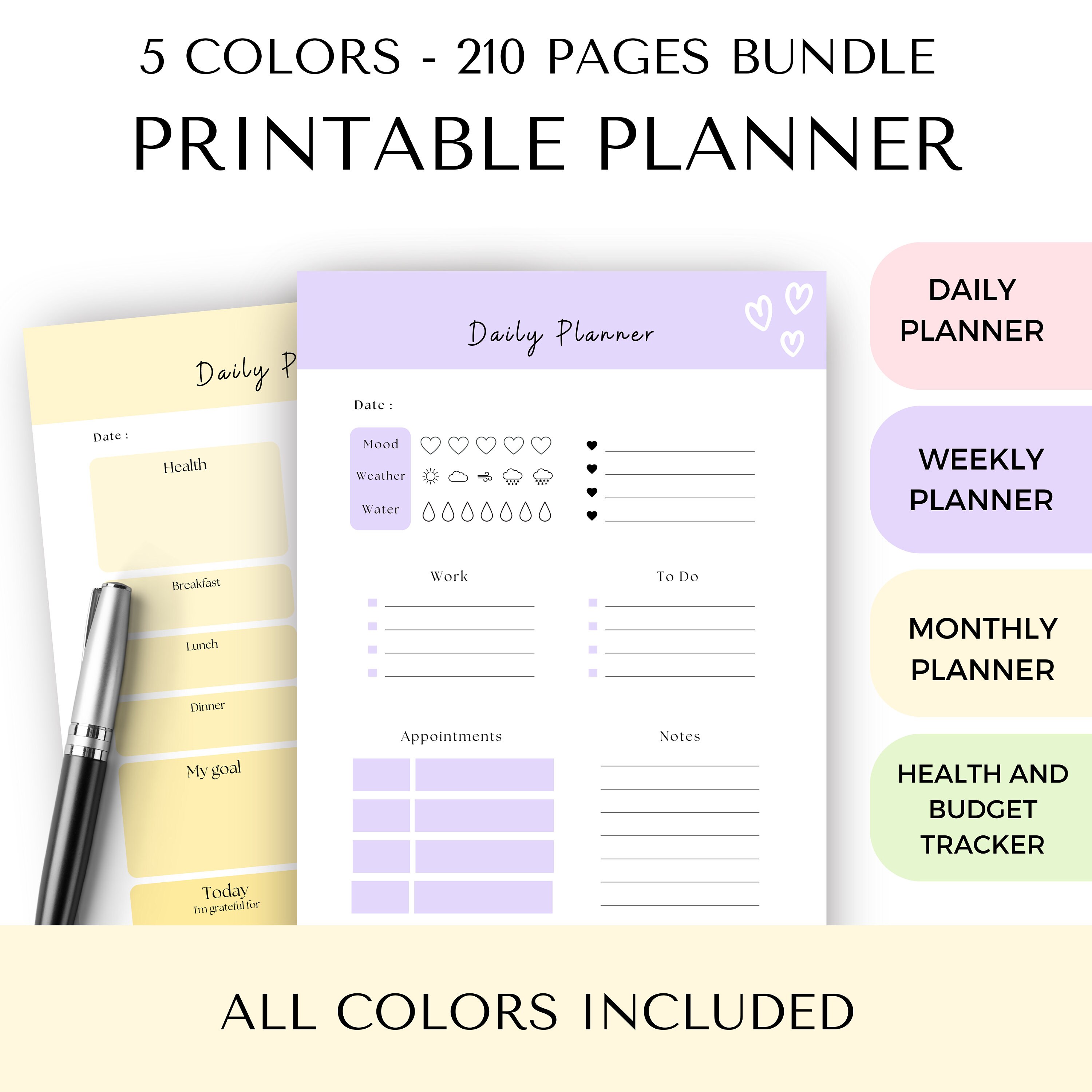 2024 Printable Planner BUNDLE PDF Girly Daily Planner to Do List ...