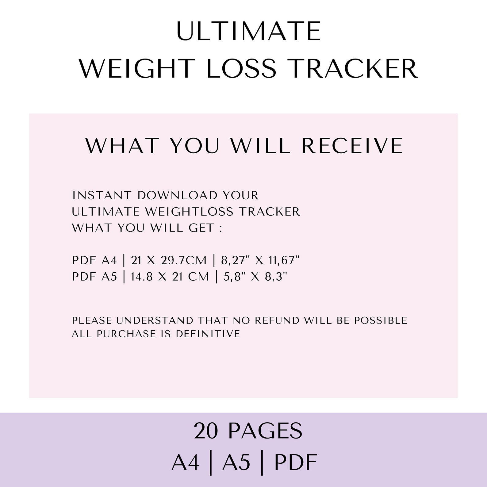 Ultimate Weight Loss Tracker Printable PDF A5 A4 Pink Purple - Etsy