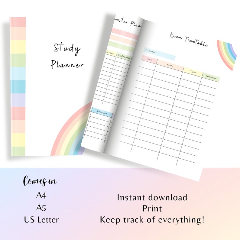 Study Planner Printable PDF Bundle Students Planner Set College Essay ...