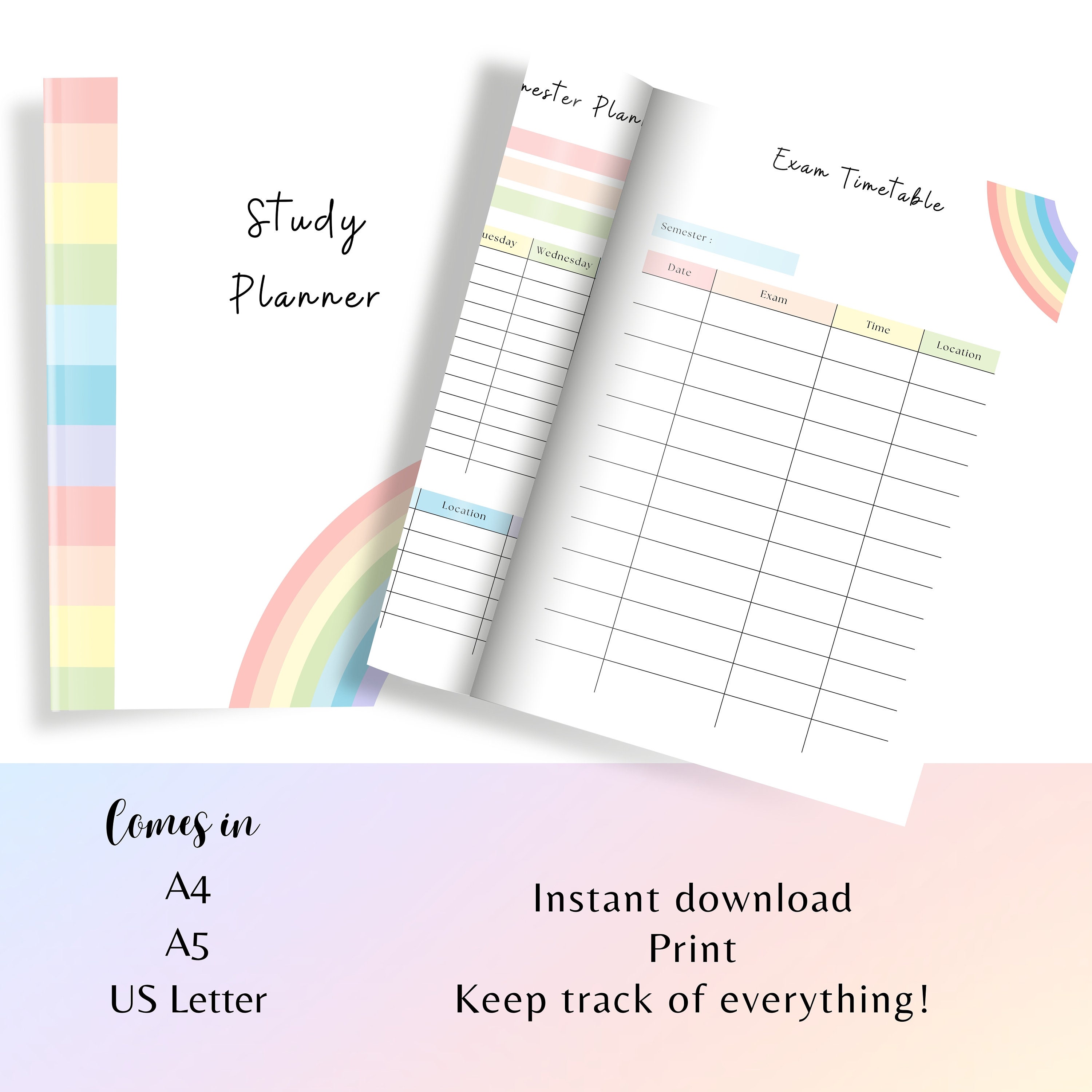 Study Planner Printable PDF Bundle Students Planner Set College Essay ...