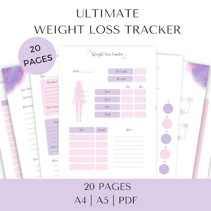 Ultimate Weight Loss Tracker Printable PDF A5 A4 Pink Purple - Etsy