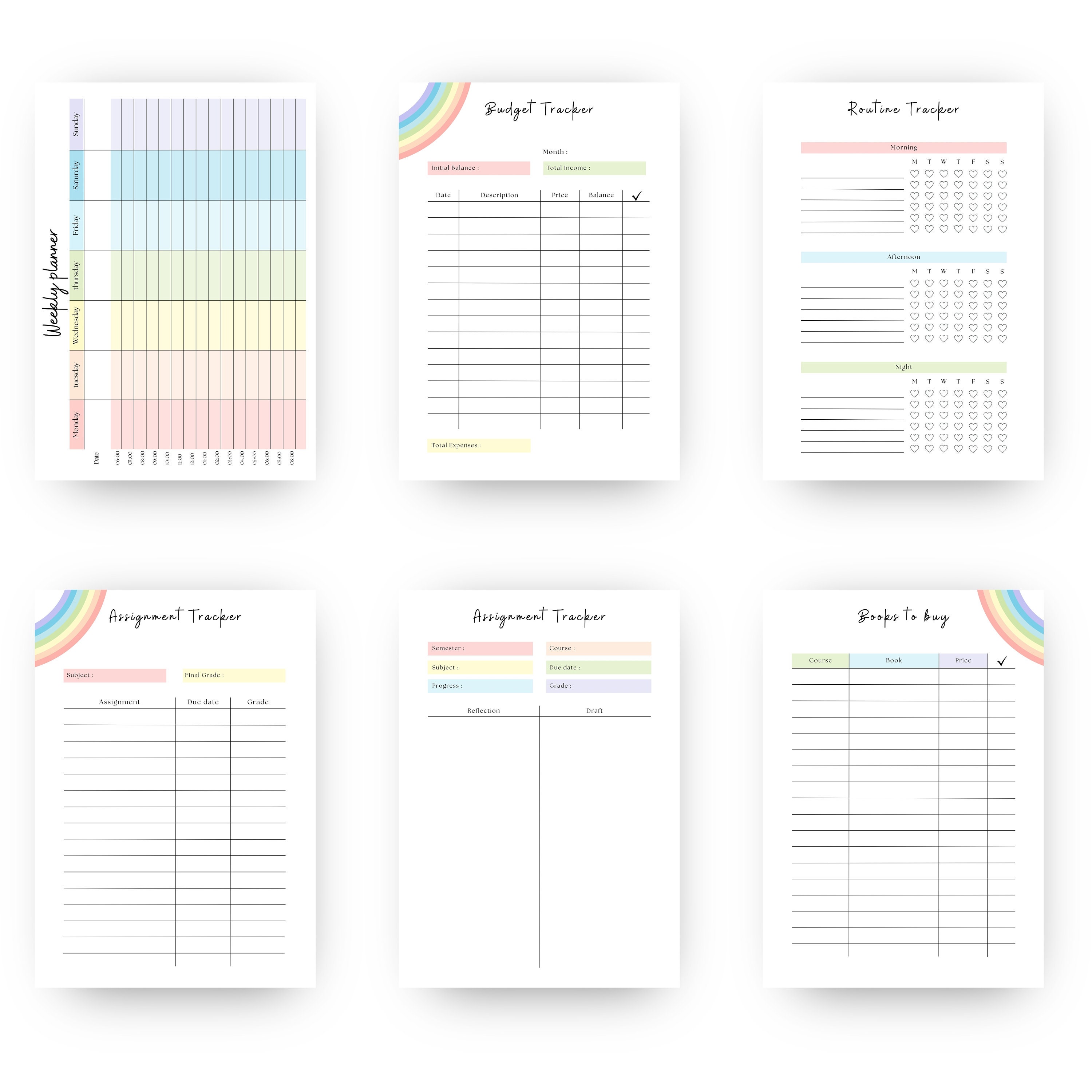 Study Planner Printable PDF Bundle Students Planner Set College Essay ...