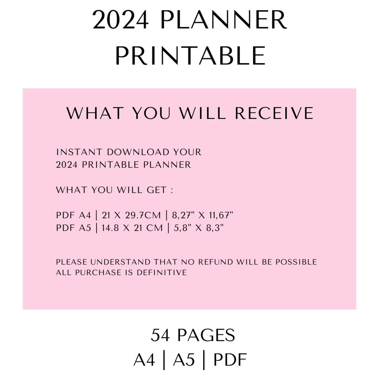 2024 Planner Printable PDF, Heart Pink Planner, Girly Planner, Daily ...