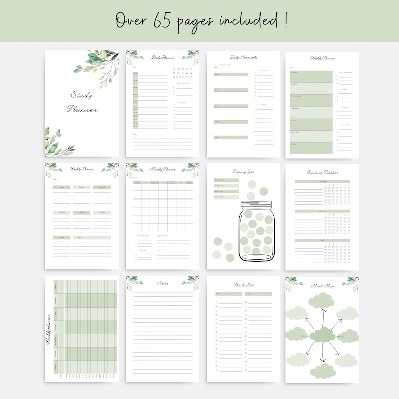 Study Planner Printable PDF A4 A5 Letter Bundle School College Planner ...