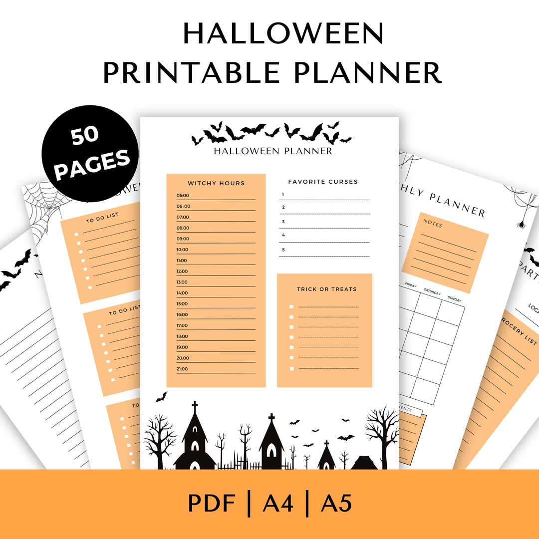 Halloween Planner Printable PDF Daily Planner to Do List - Etsy