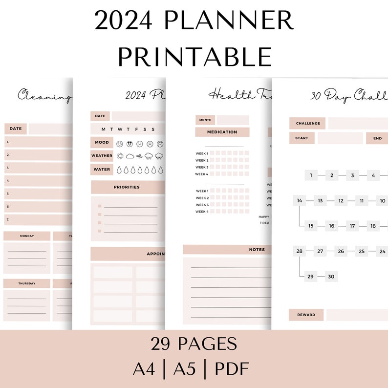 Printable 2024 Planner PDF Daily Planner Monthly Planner to - Etsy