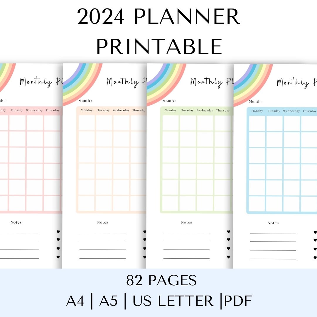 2024 Printable Planner Bundle Colorful PDF Daily Planner Insert ...