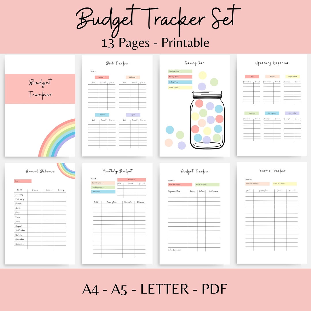 Budget Tracker Printable PDF Planner Set Bill Tracker Saving Tracker ...