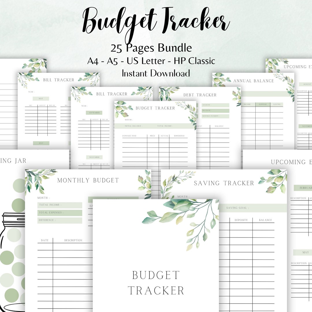 Budget Tracker Bundle Printable Planner Insert, Bill Tracker, Finance ...