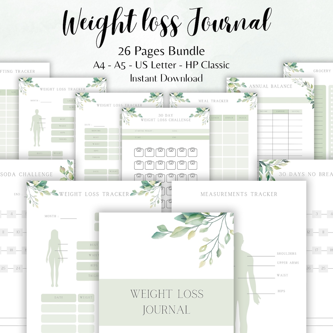 Weight Loss Tracker Bundle PDF Printable Fitness Tracker Workout ...