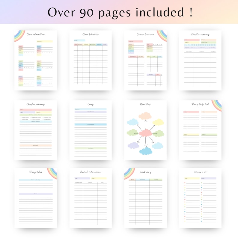 Study Planner Printable PDF Bundle Students Planner Set College Essay ...