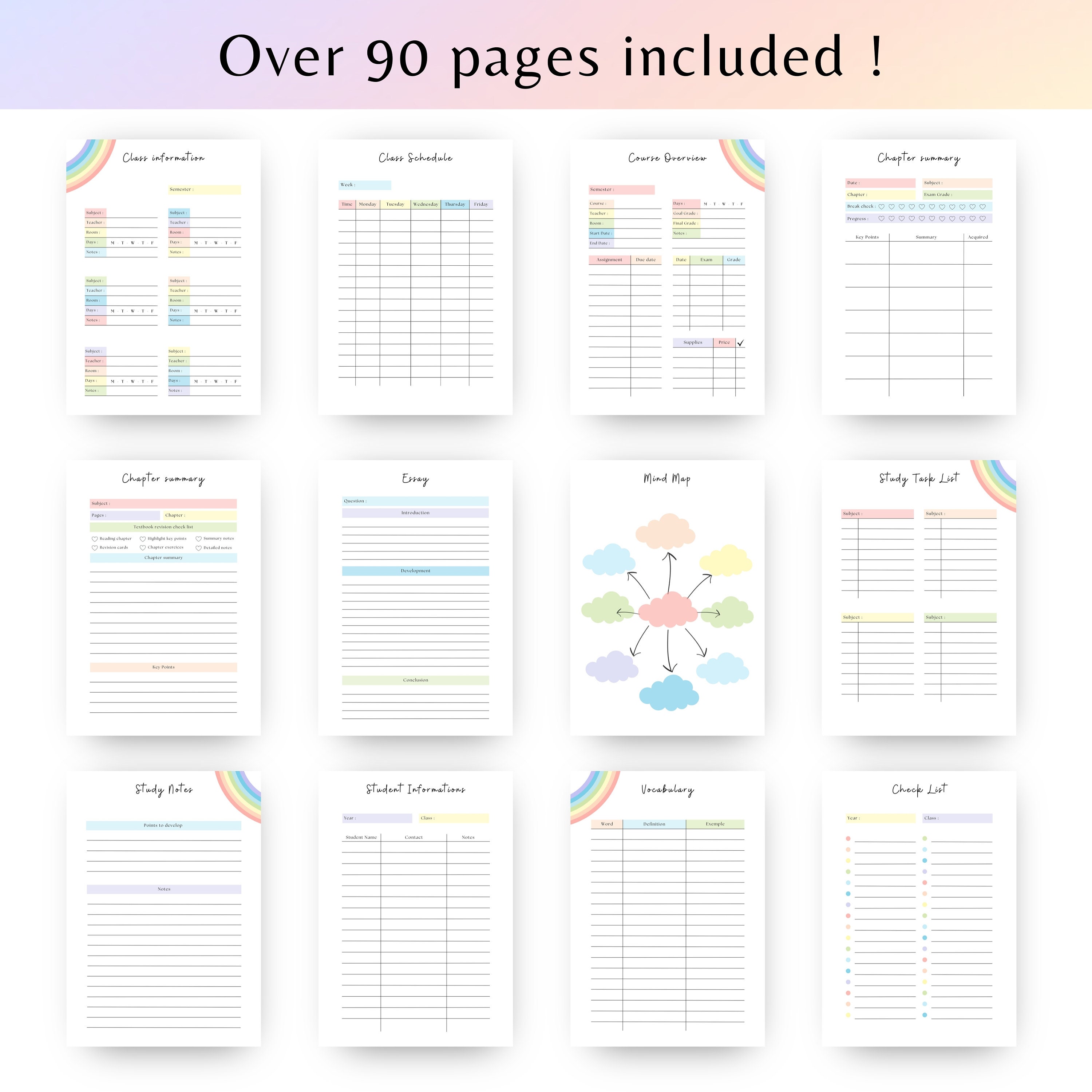 Study Planner Printable PDF Bundle Students Planner Set College Essay ...