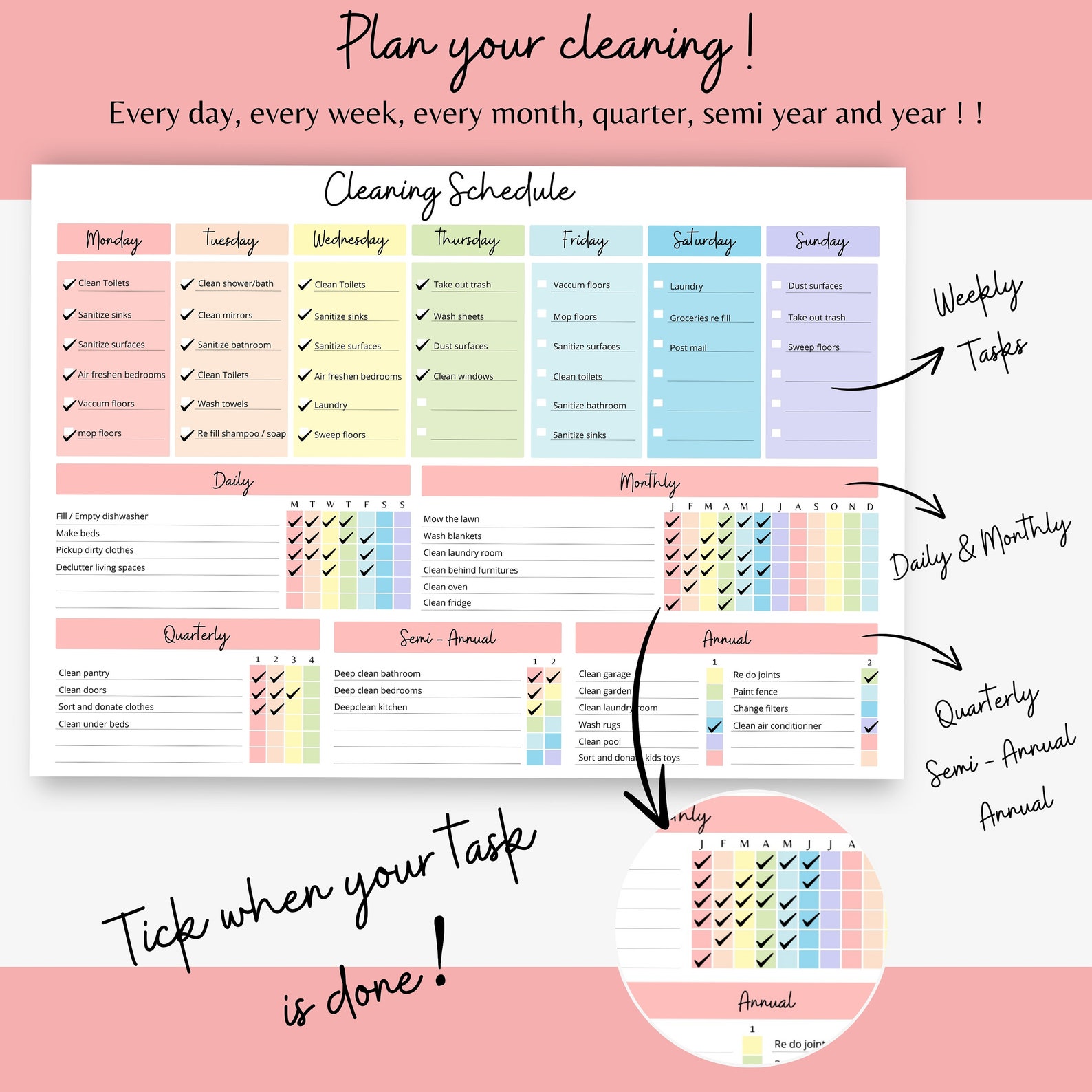 Editable House Chores Checklist - Canva Template - Household Management ...