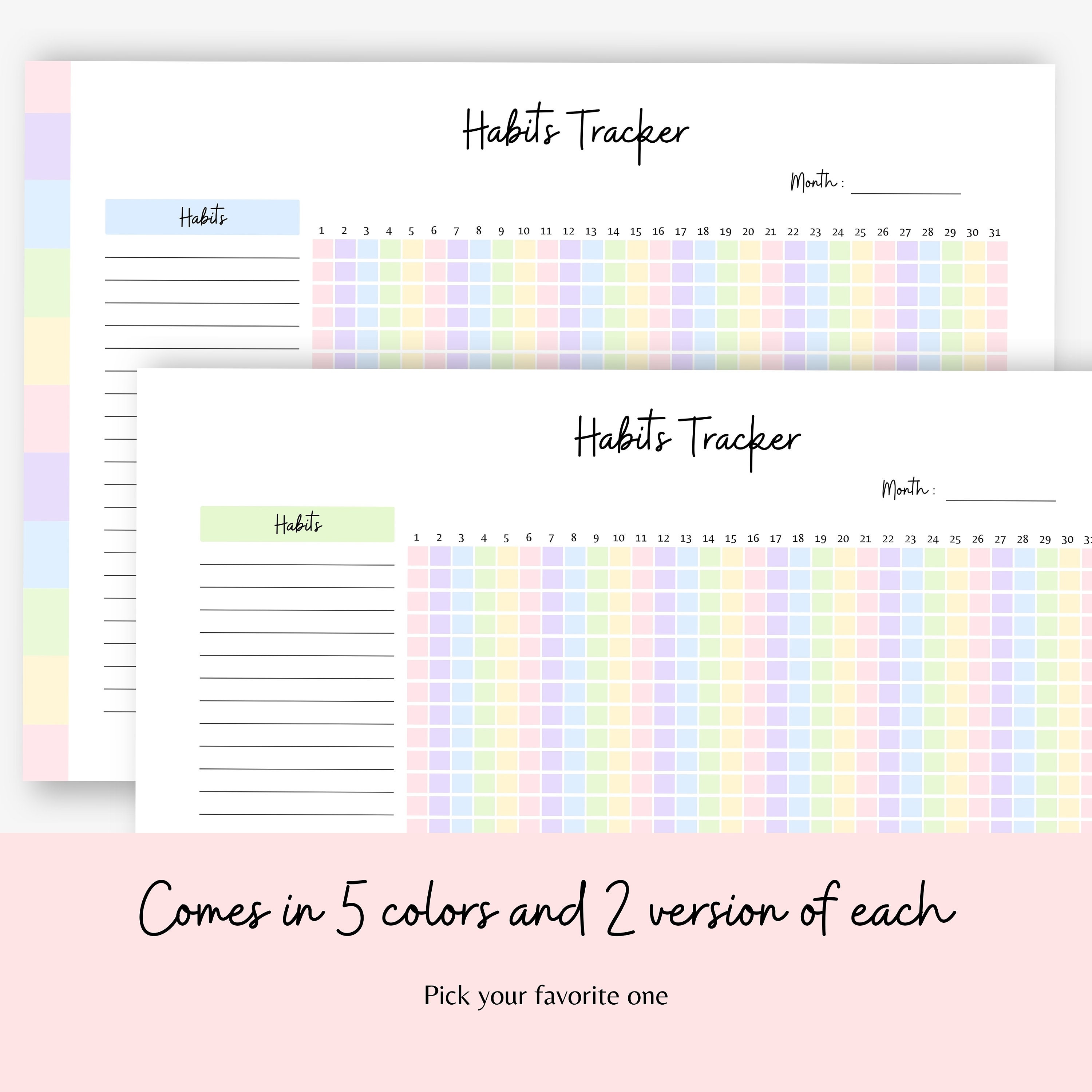 Monthly Habit Tracker Printable Planner PDF Pink A4 A5 Goal Tracker ...