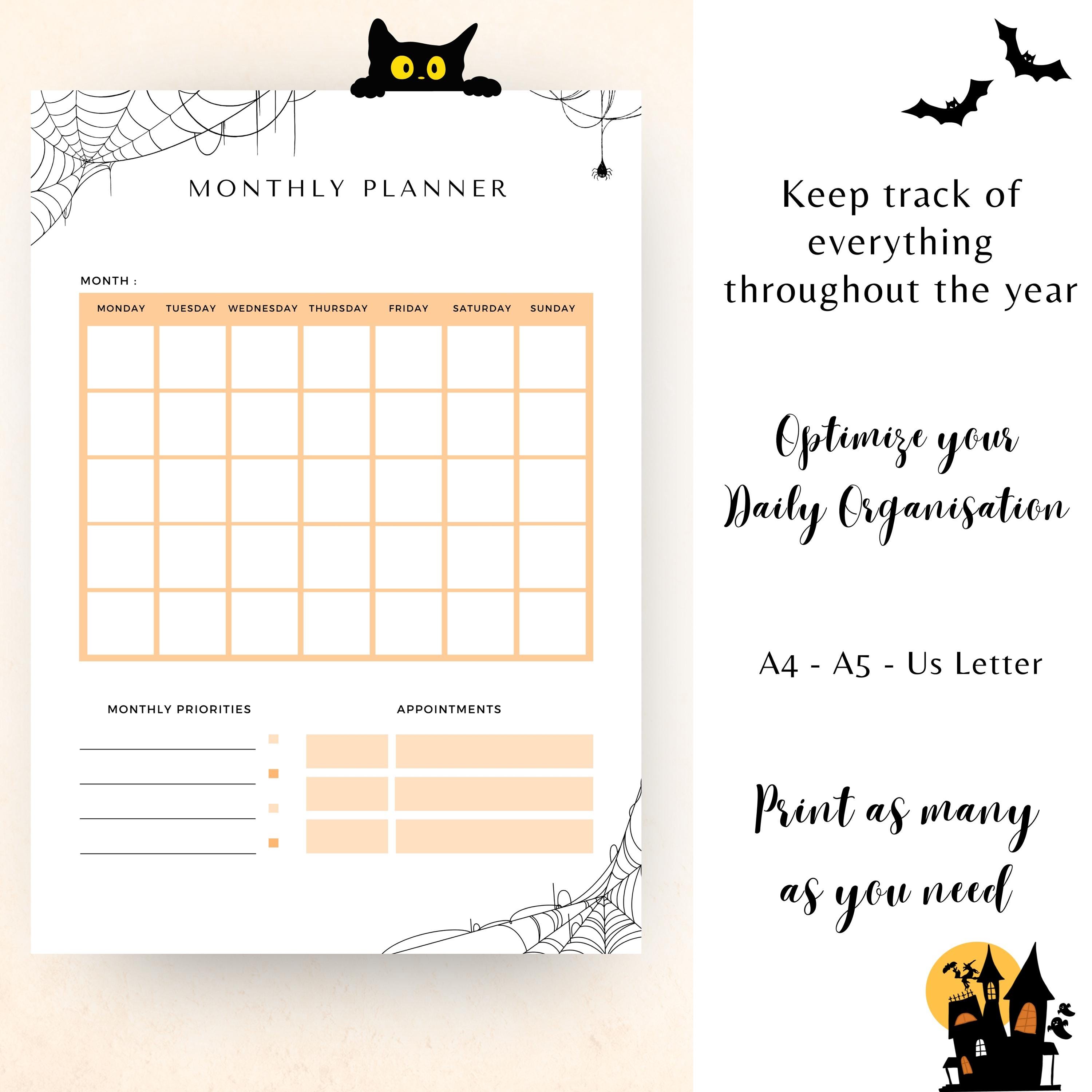 Halloween Planners Printable PDF, Daily Planner to Do List ...