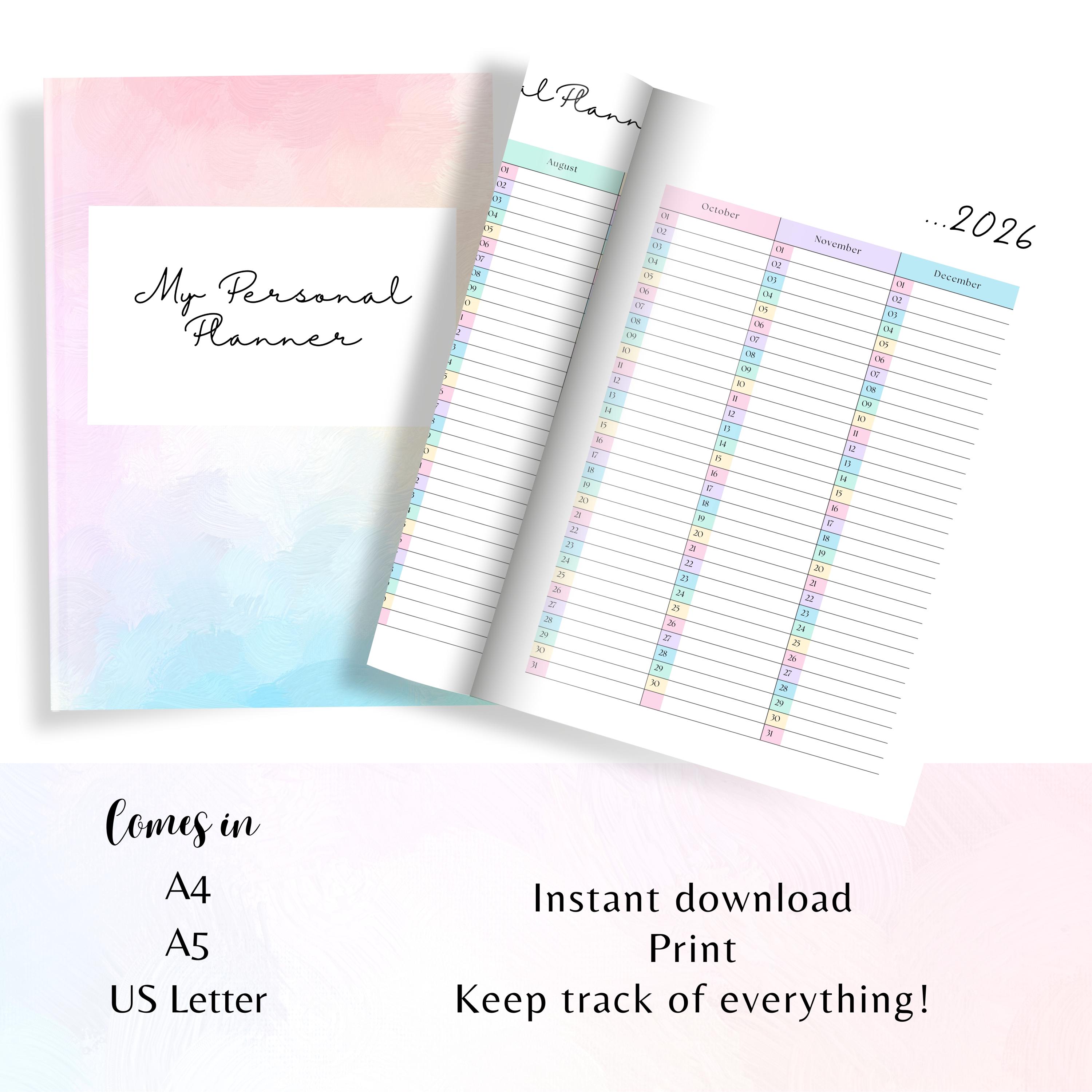 2025 Printable Planner Rainbow Pastel Colorful Bundle PDF 2026 Daily ...