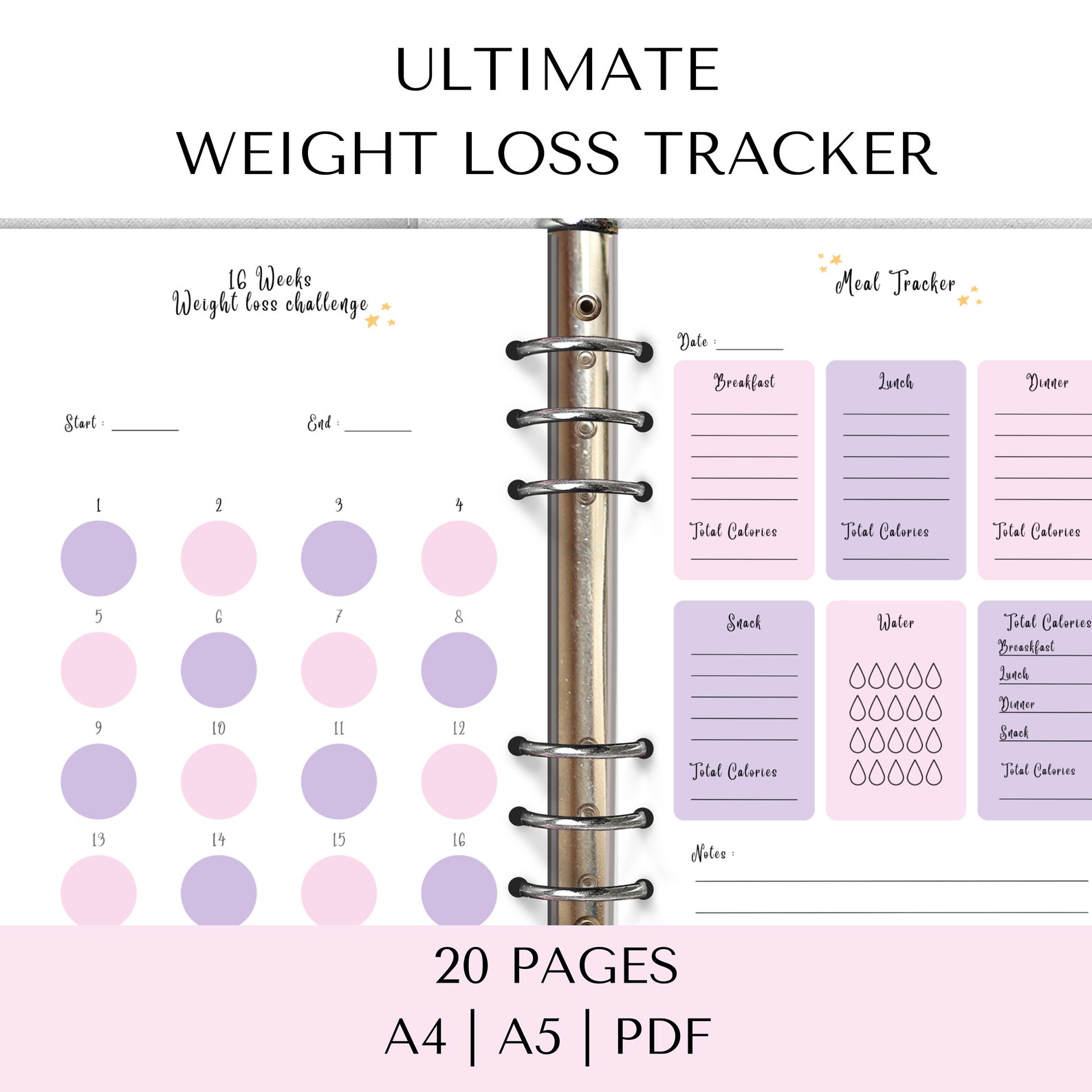 Ultimate Weight Loss Tracker Printable PDF A5 A4 Pink Purple - Etsy