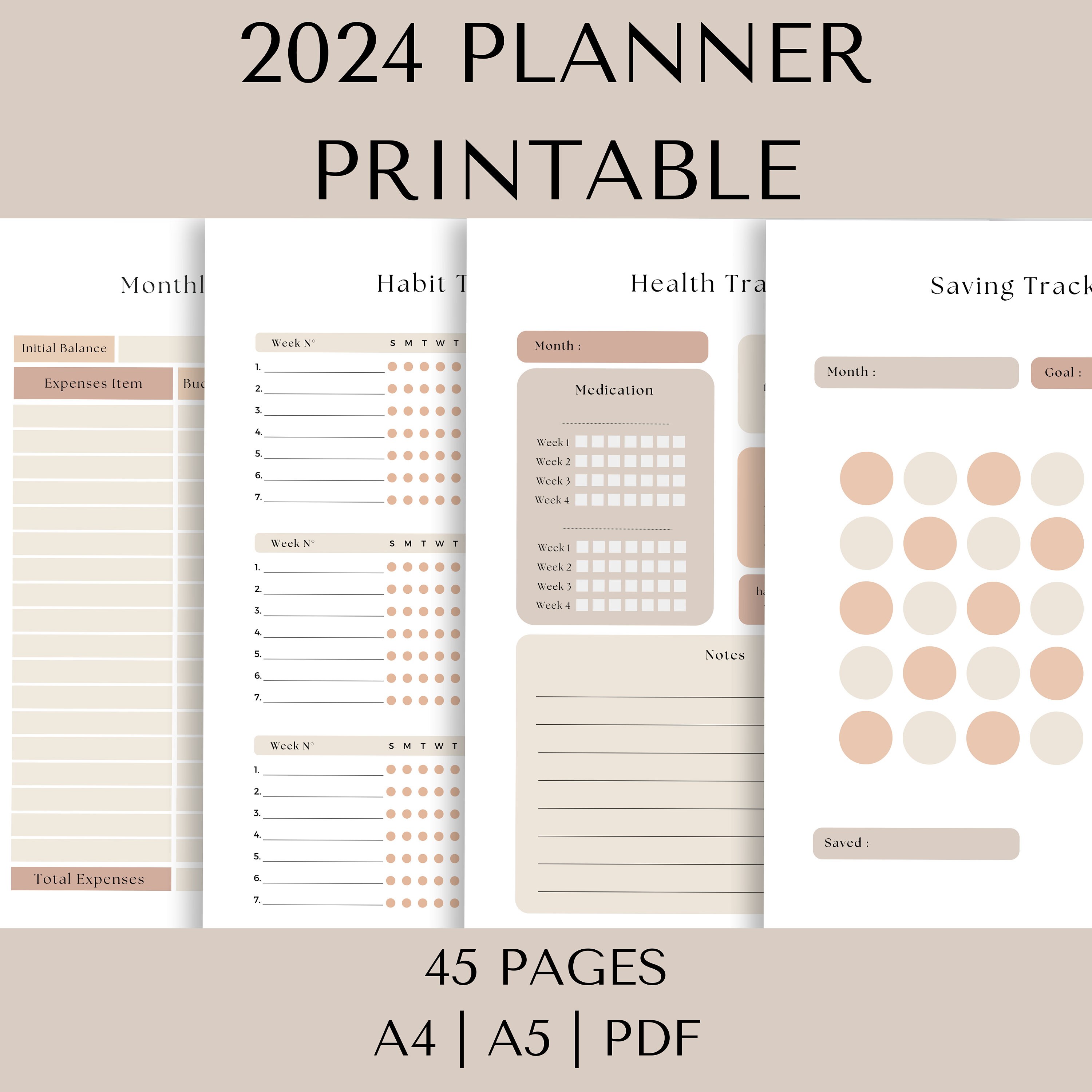 Printable 2024 Planner PDF Monthly Dated Daily Planner to Do - Etsy