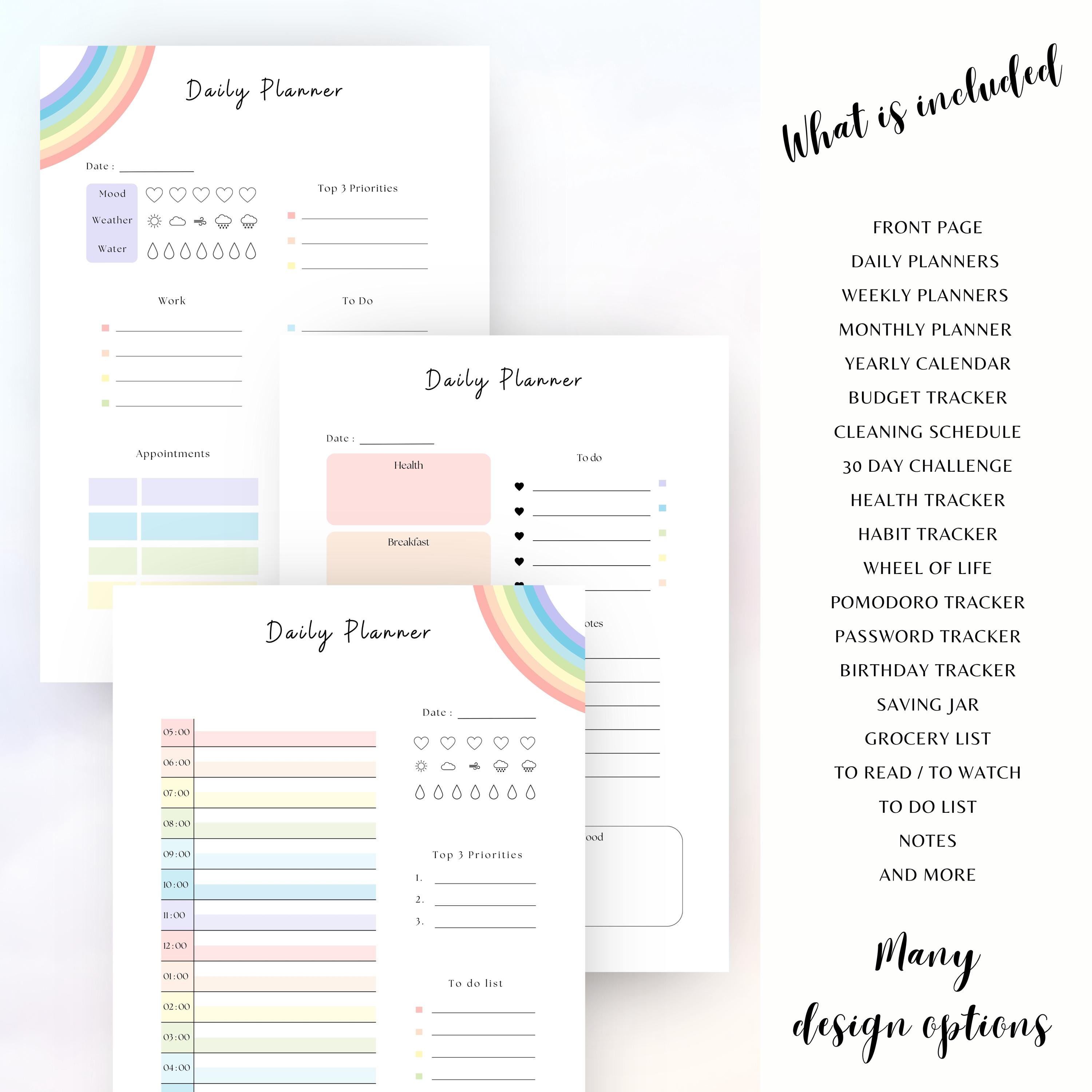 Rainbow Planner Printable 2025 2026 2027 PDF, Agenda Insert, Daily ...