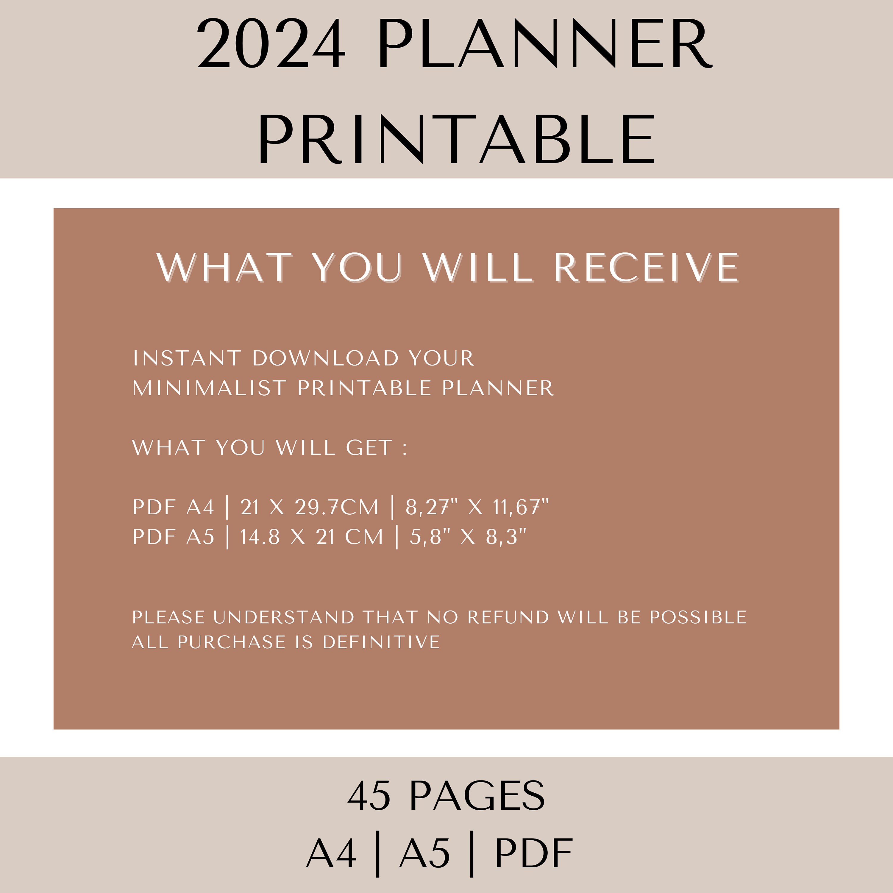 Printable 2024 Planner PDF Monthly Dated Daily Planner to Do - Etsy