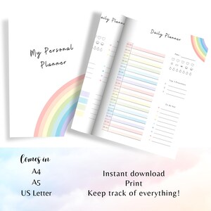 Rainbow Planner Printable 2025 2026 2027 PDF, Agenda Insert, Daily ...