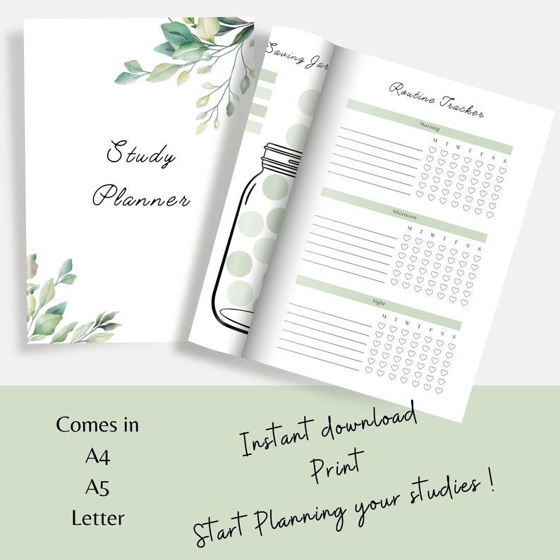 Study Planner Printable PDF A4 A5 Letter Bundle School College Planner ...