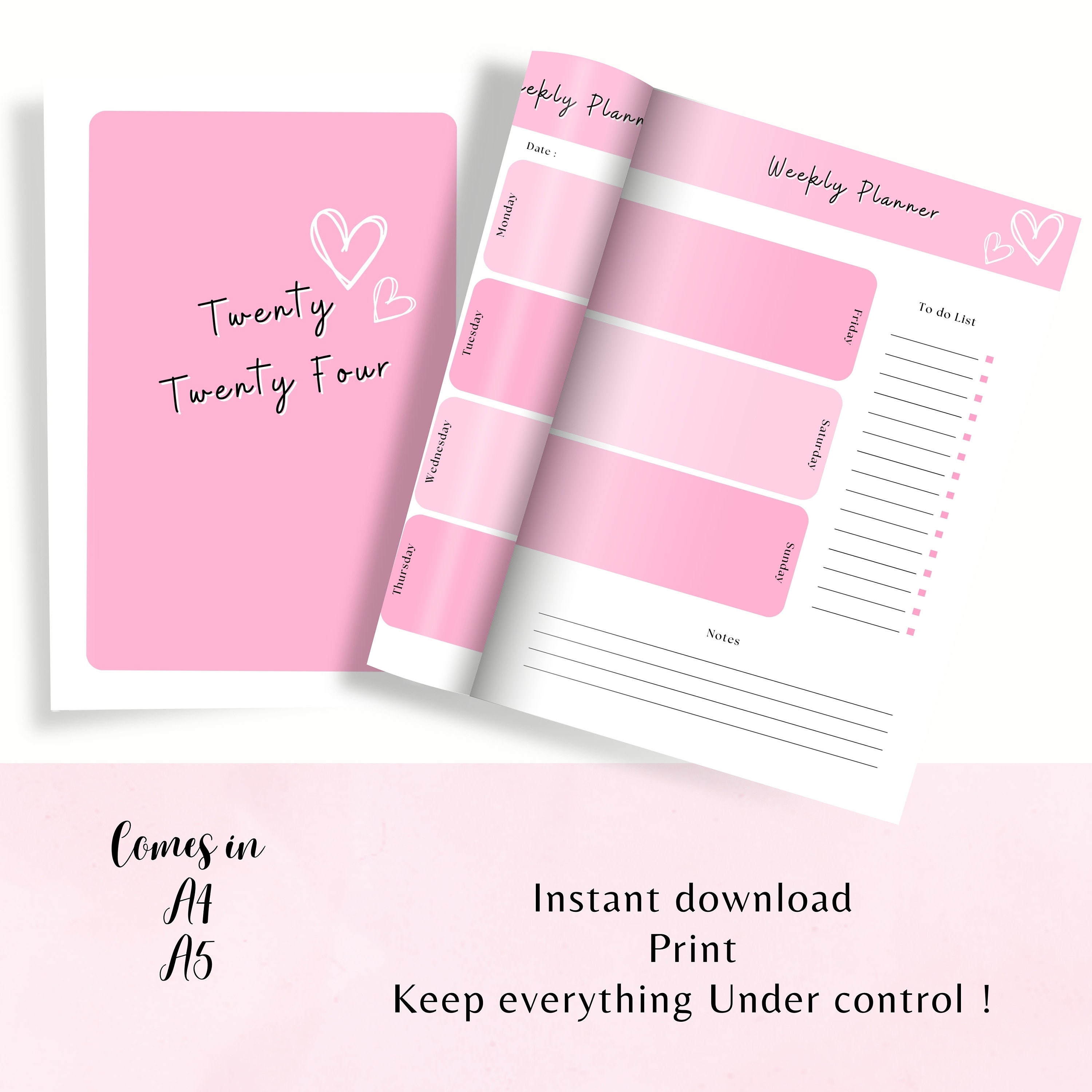 2024 Planner Printable Bundle PDF Pink Girly Planner Daily Planner ...