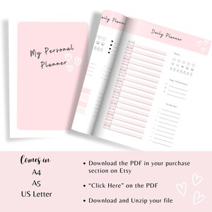 2025 Printable Planner Bundle Girly Pink Heart PDF 2026 Daily A5 ...