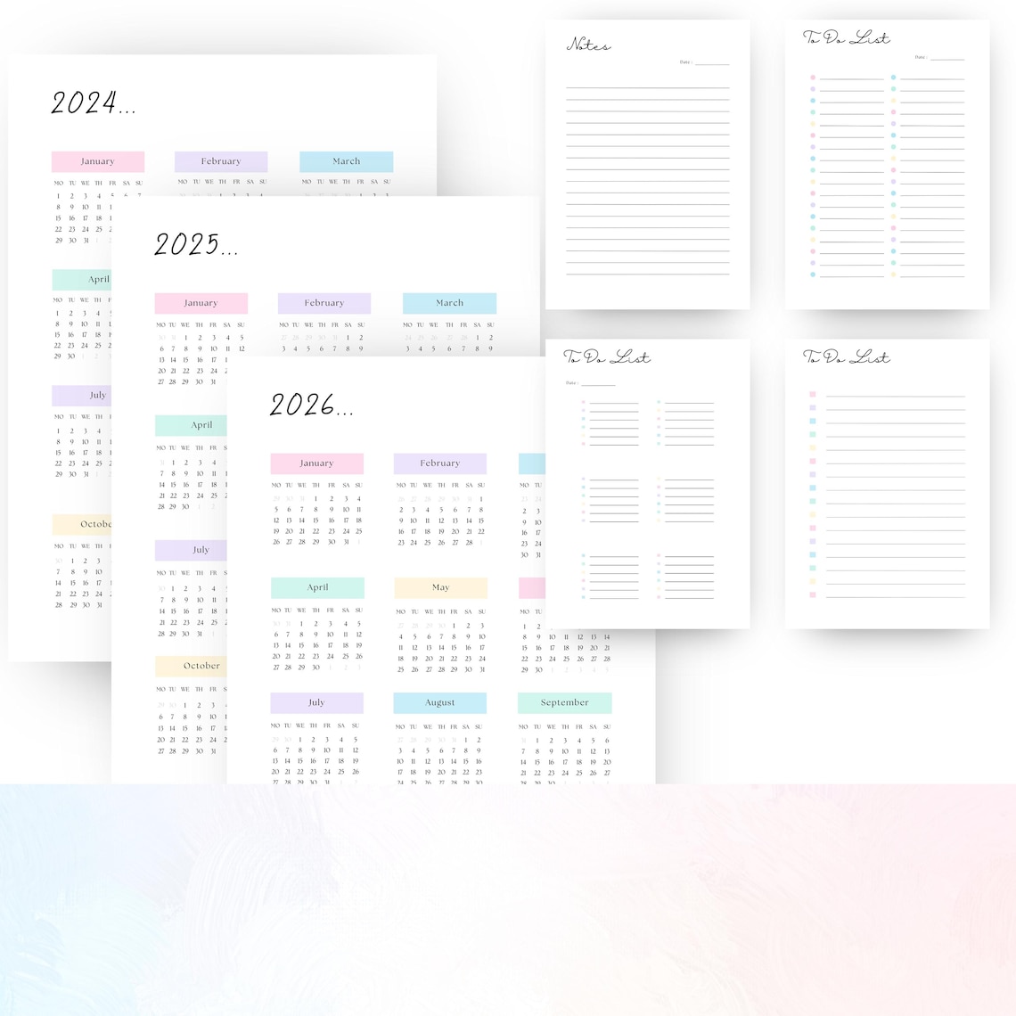 2025 Printable Planner Rainbow Pastel Colorful Bundle PDF 2026 Daily ...