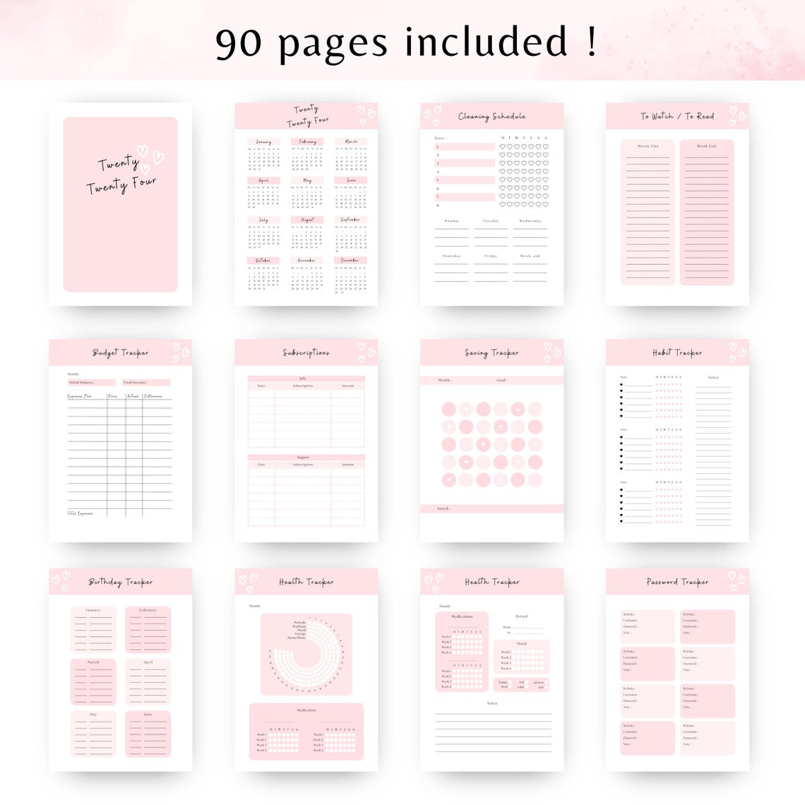 2025 Printable Planner Girly Pink Bundle PDF 2026 Daily A5 Planner ...