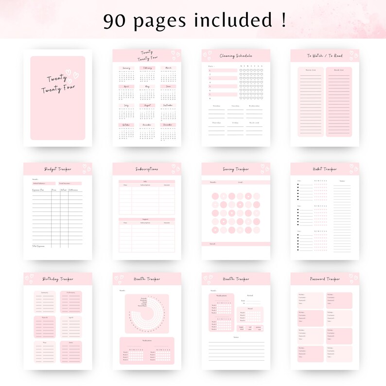 2025 Printable Planner Girly Pink Bundle PDF 2026 Daily A5 Planner ...