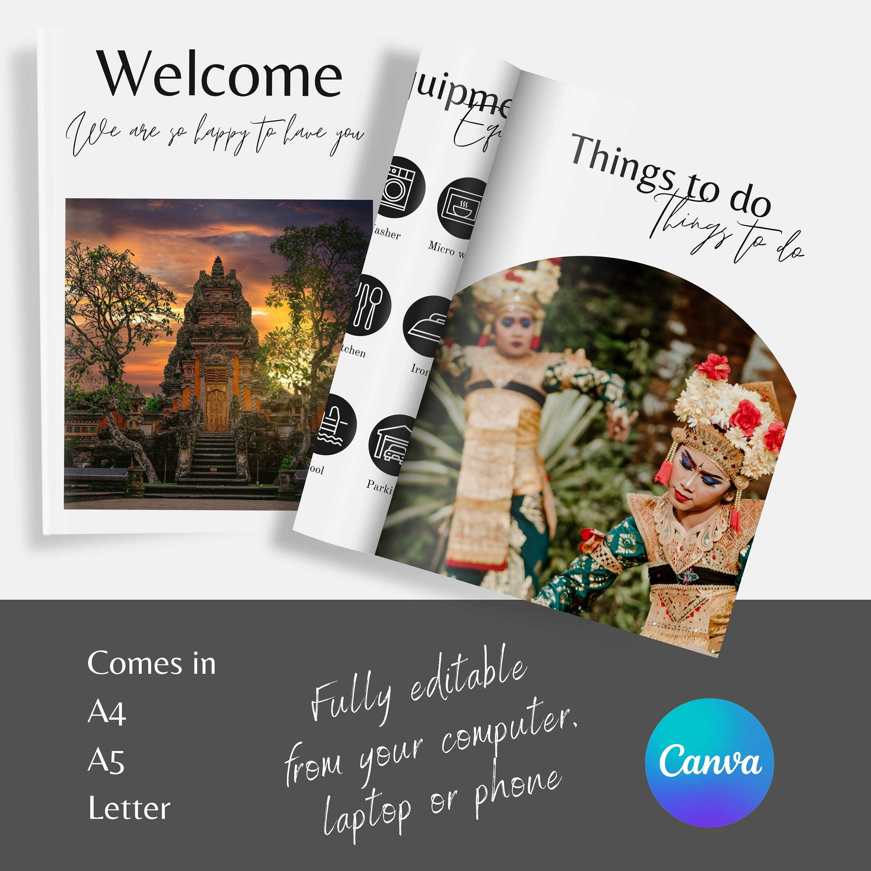Welcome Book Template, Airbnb Welcome Guide, Editable Canva Air Bnb ...