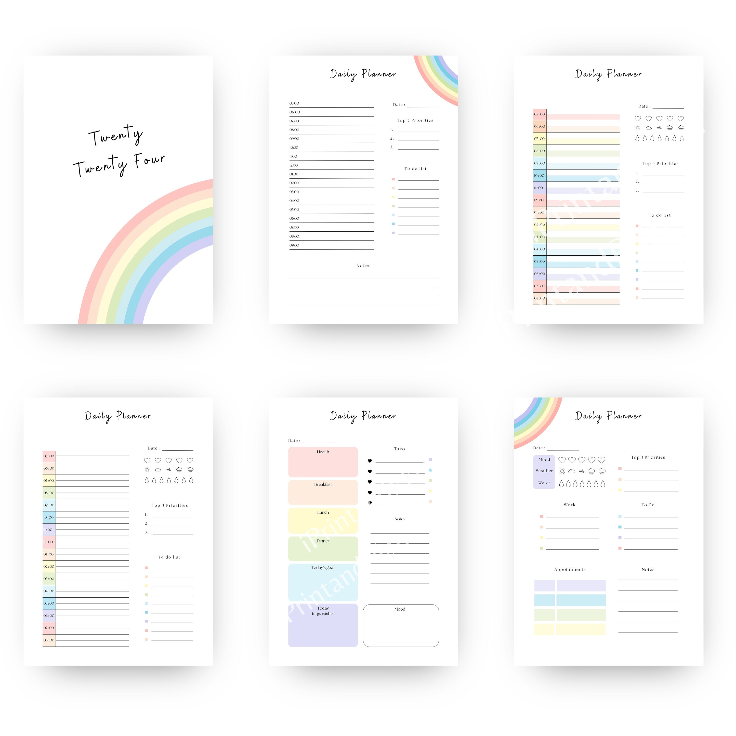 Rainbow Planner 2024 2025 2026, Printable Agenda Insert, Daily Planner ...