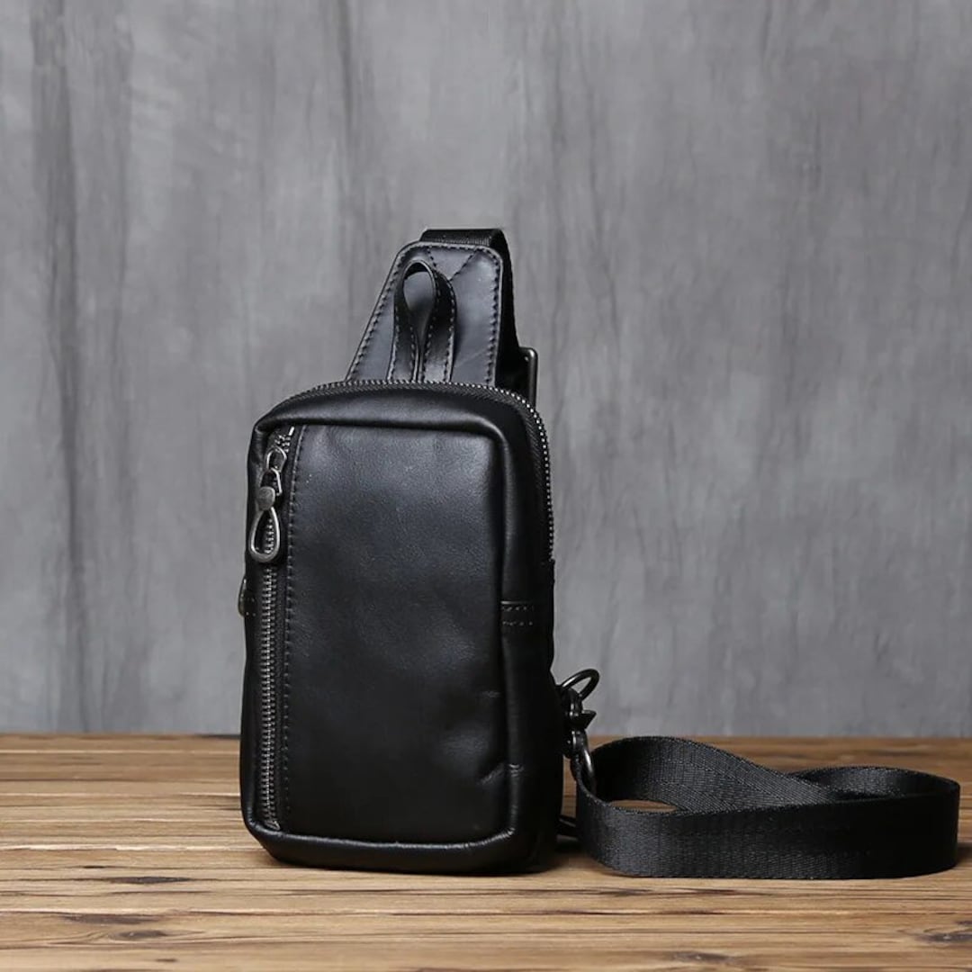 Leather Chest Bag Men Small Bag Leather Bumbag Fanny Pack - Etsy Hong Kong