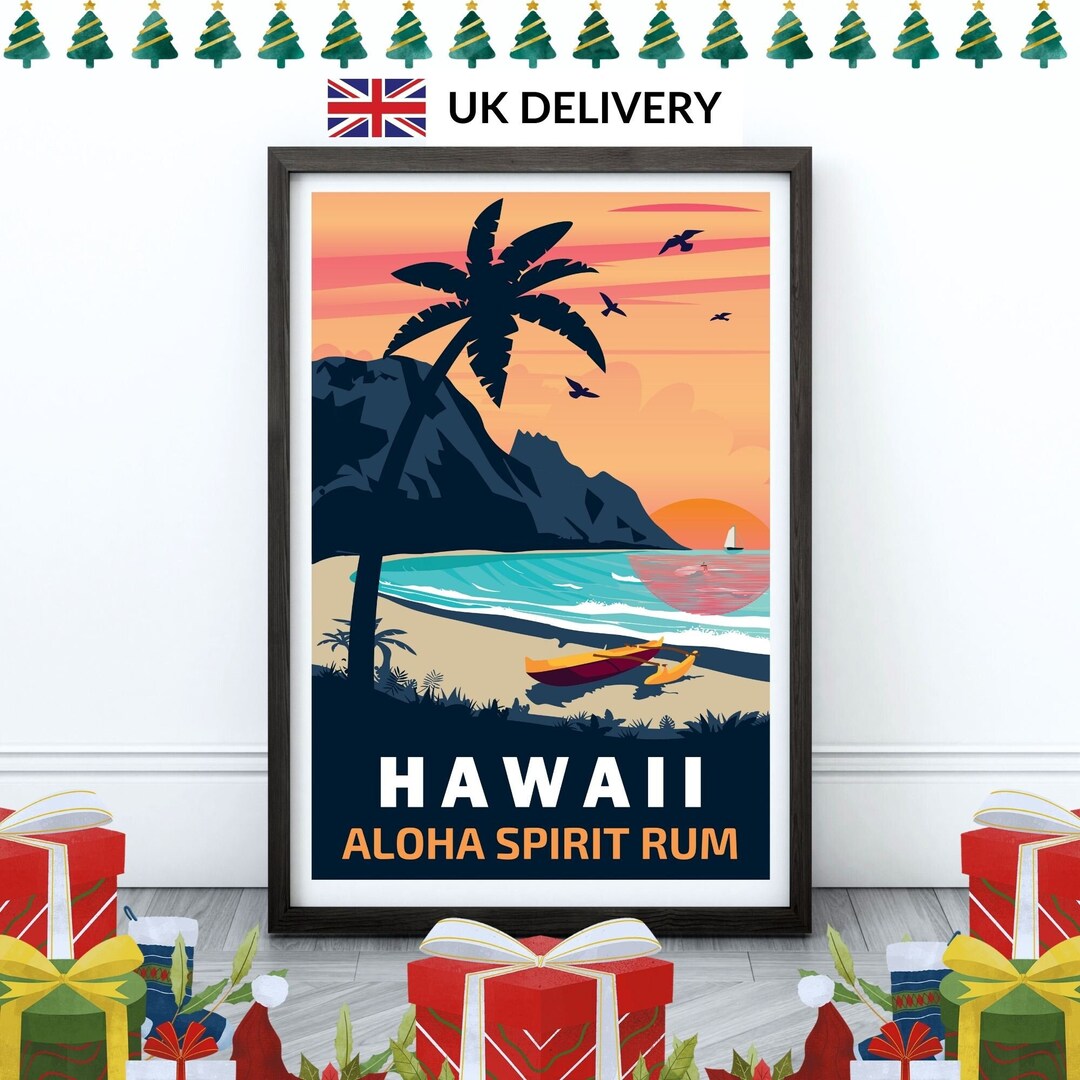 Hawaii Aloha Spirit Rum, Rum Poster, Travel Print, Vintage Poster, Home ...