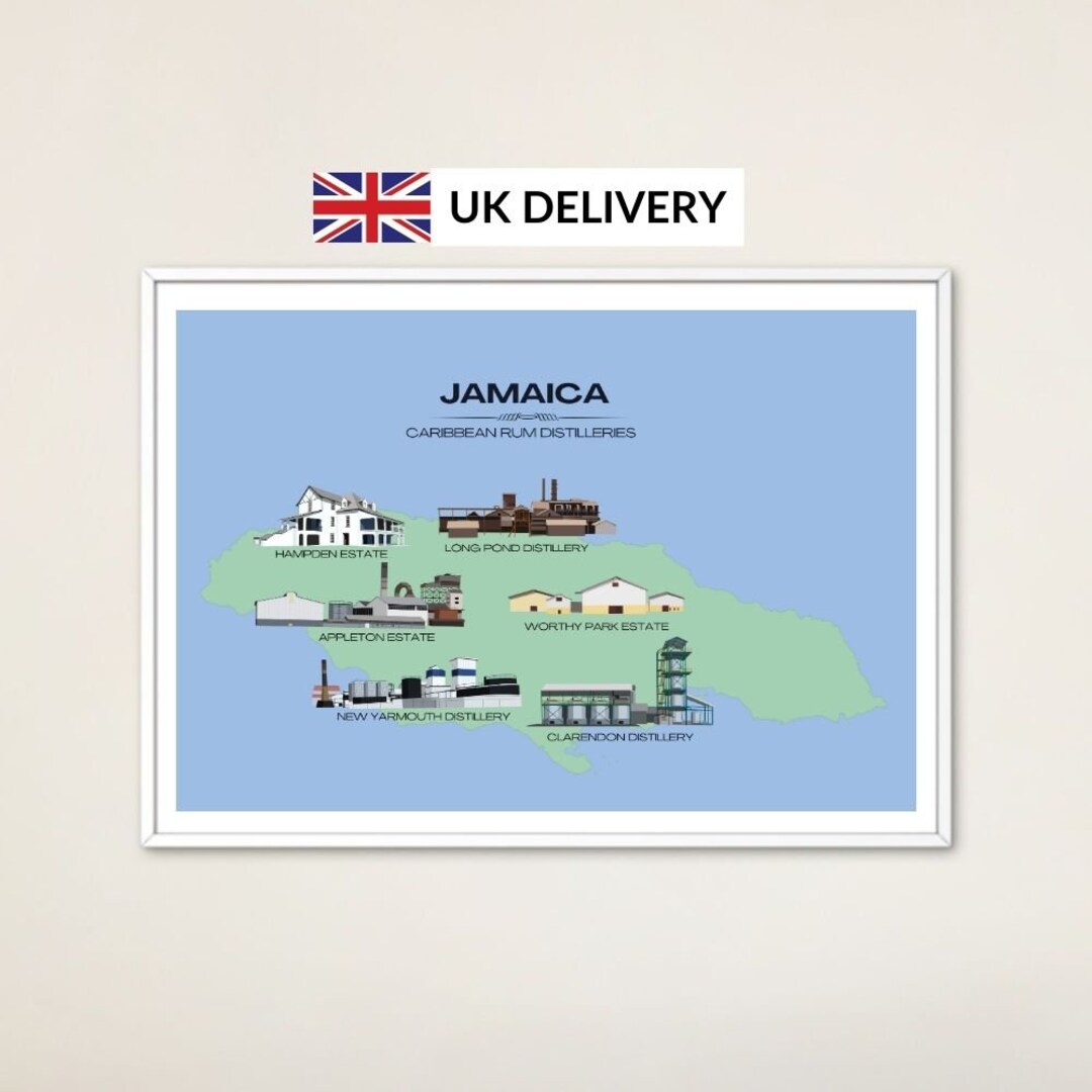 Jamaica Rum Distilleries Map Poster Caribbean Gifts Rum Map - Etsy