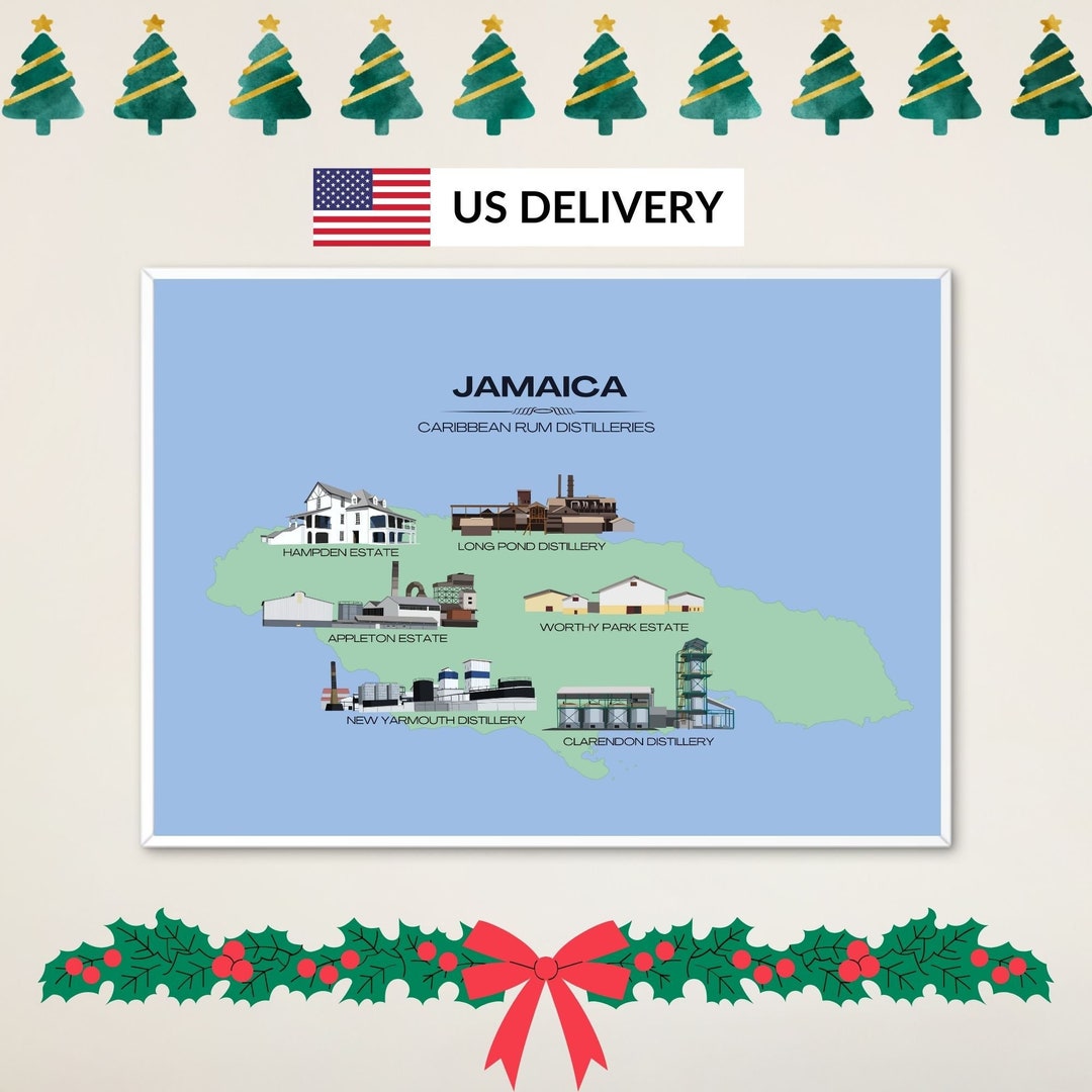 Jamaica Rum Distilleries Poster Caribbean Gifts Rum Map - Etsy
