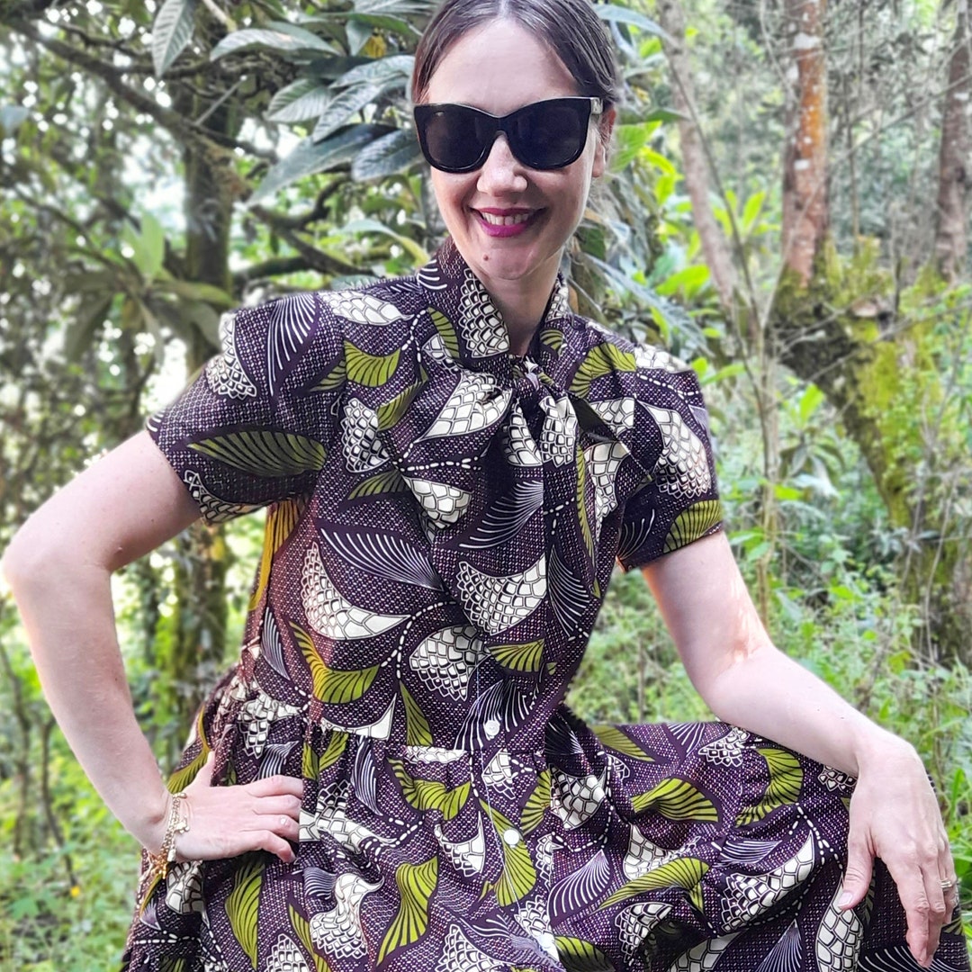 African Wax Cloth Bow Midi Dress, Clara Dress Cut to Order - Etsy