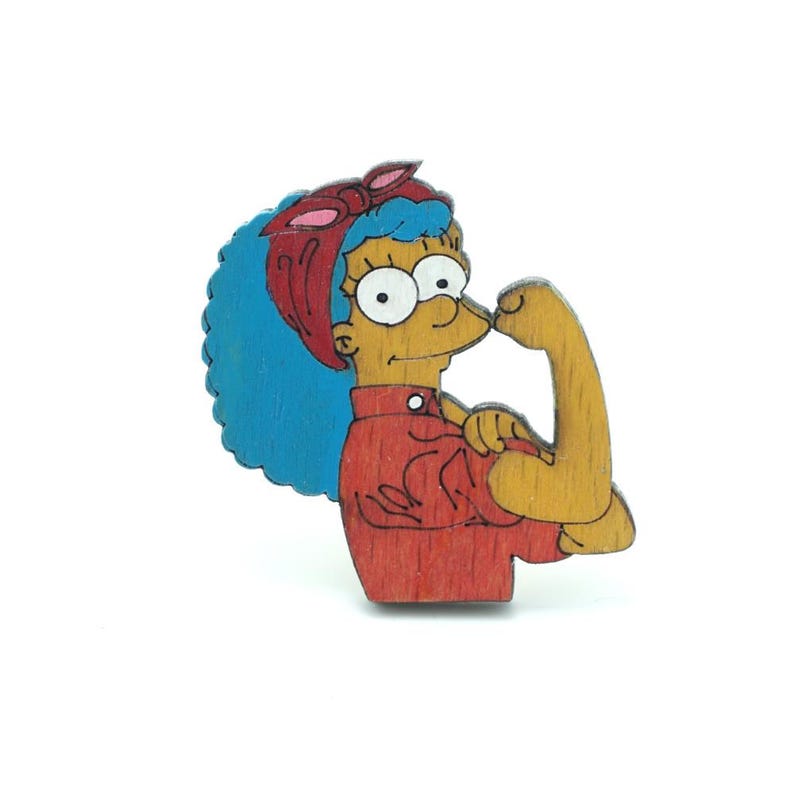 The Simpsons Marge Simpson Wooden Hand Painted Brooch Pin T Shirt Pins ...