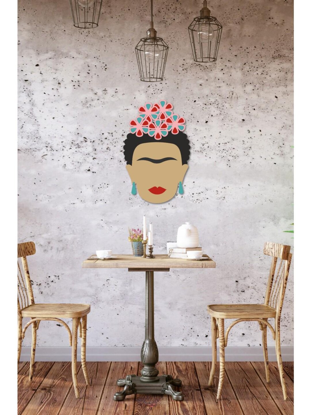 Wooden Frida Face Art Woman Wall Art African Face Art Mexicanwall Art ...