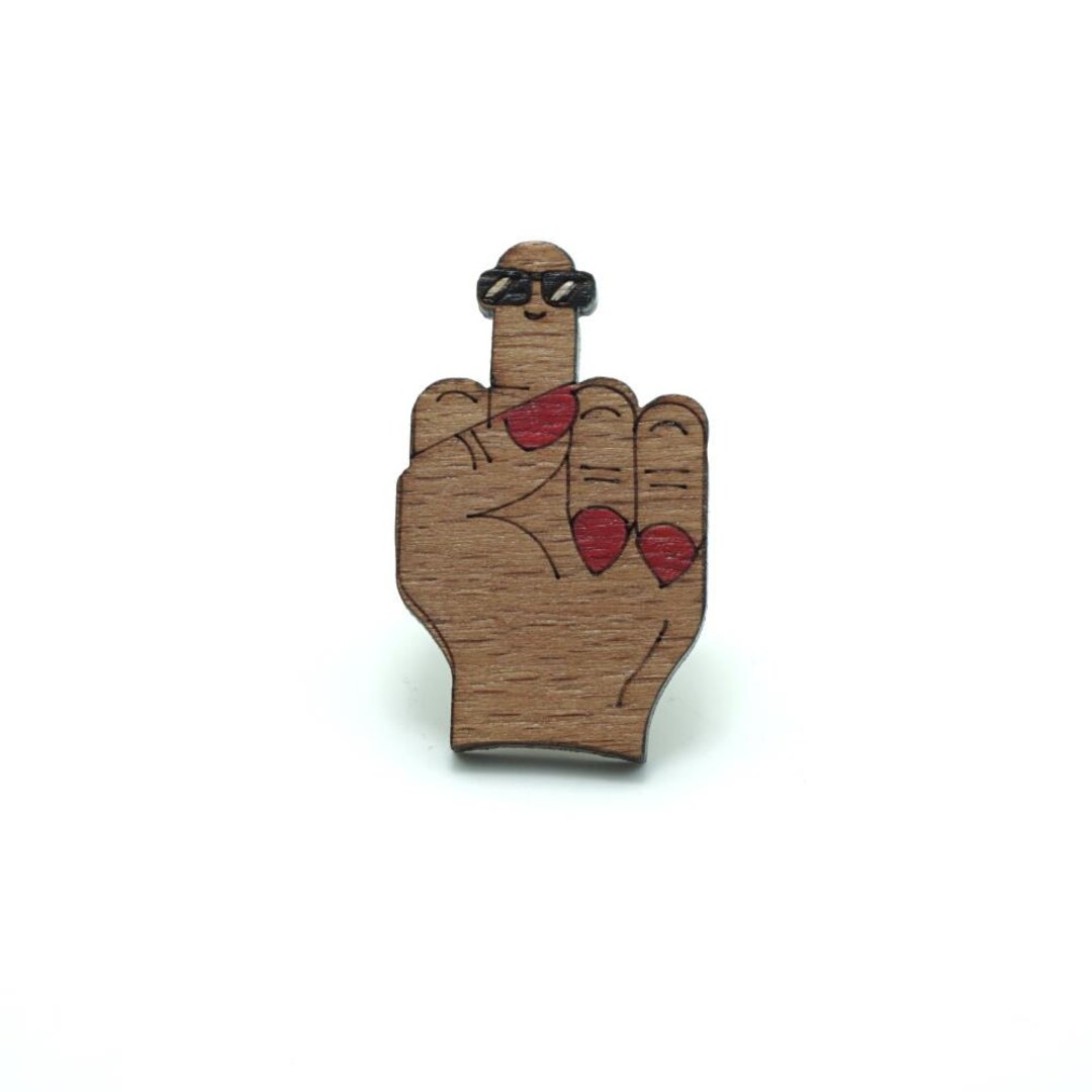 Funny Wooden Middle Finger Brooch Pin – Handcrafted, Cute & Playful ...