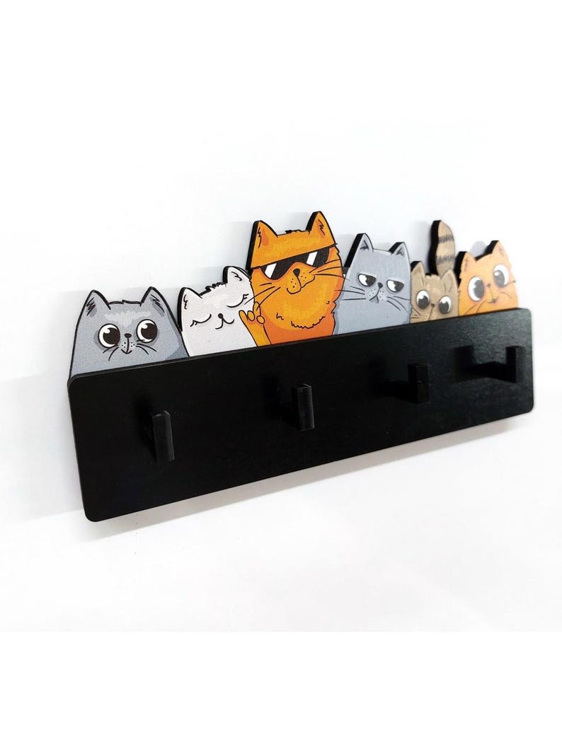 3D CUTE CATS House Key Holder for Home Entryway Organizer Key House ...